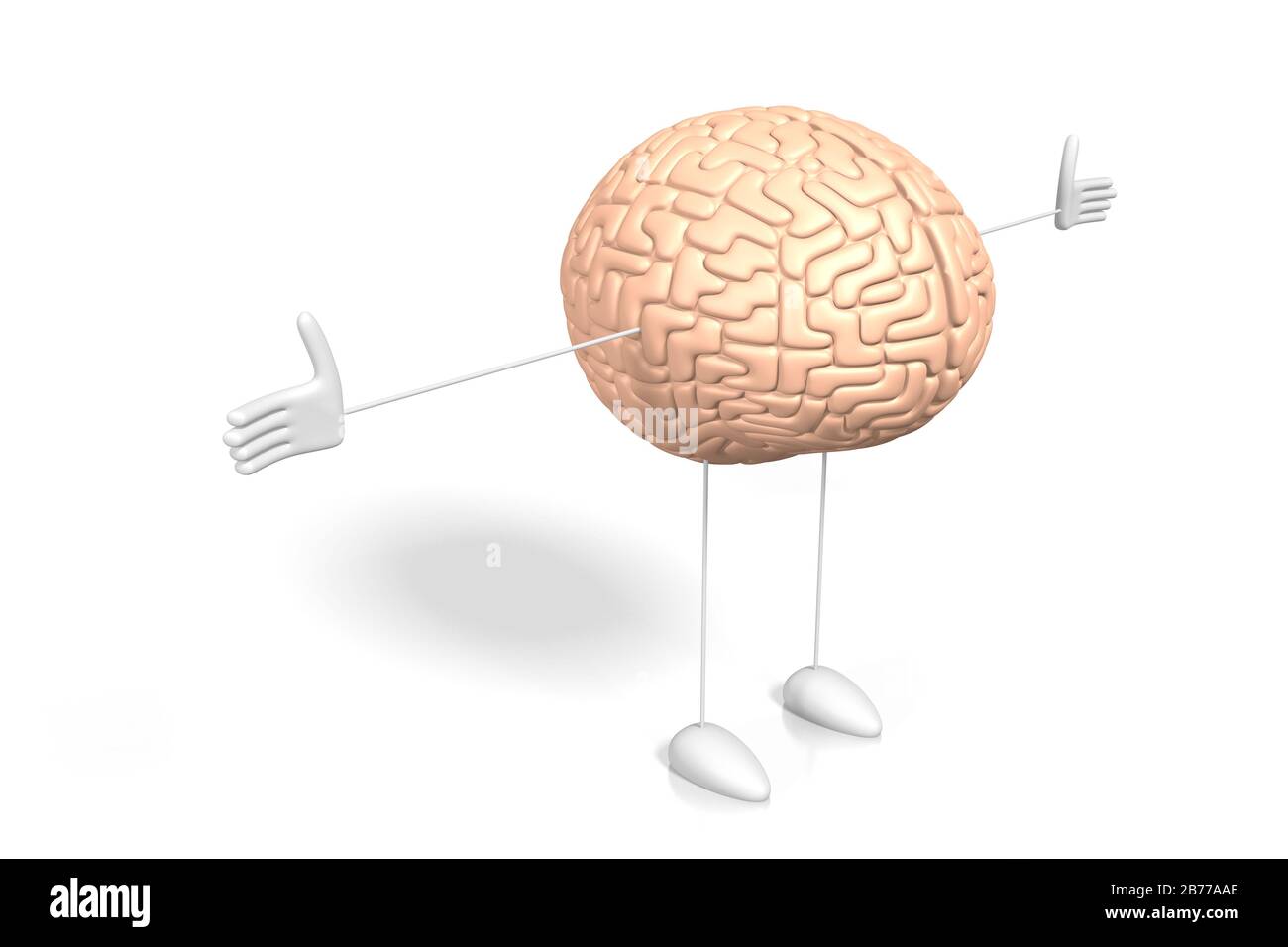 3D brain cartoon character - isolated on white background Stock Photo ...