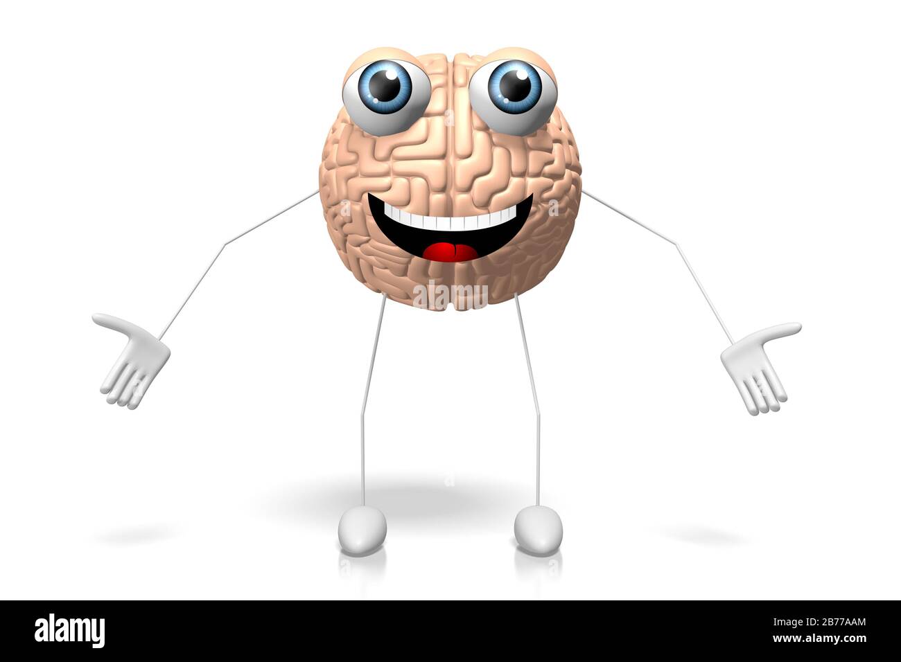 3D brain cartoon character - isolated on white background Stock Photo ...