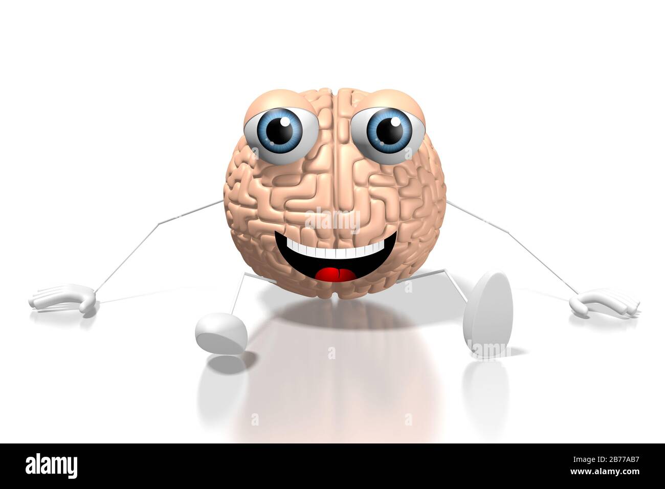 3D brain cartoon character - isolated on white background Stock Photo ...