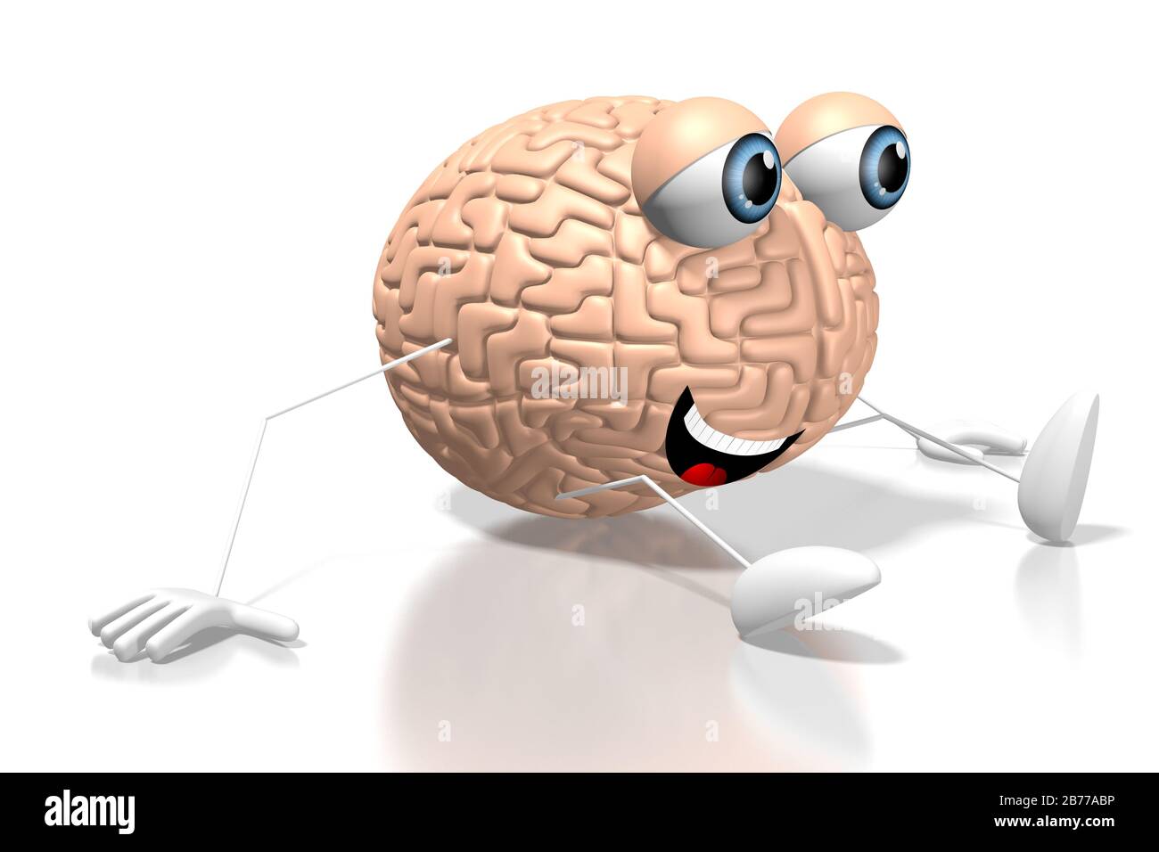 3D brain cartoon character - isolated on white background Stock Photo ...