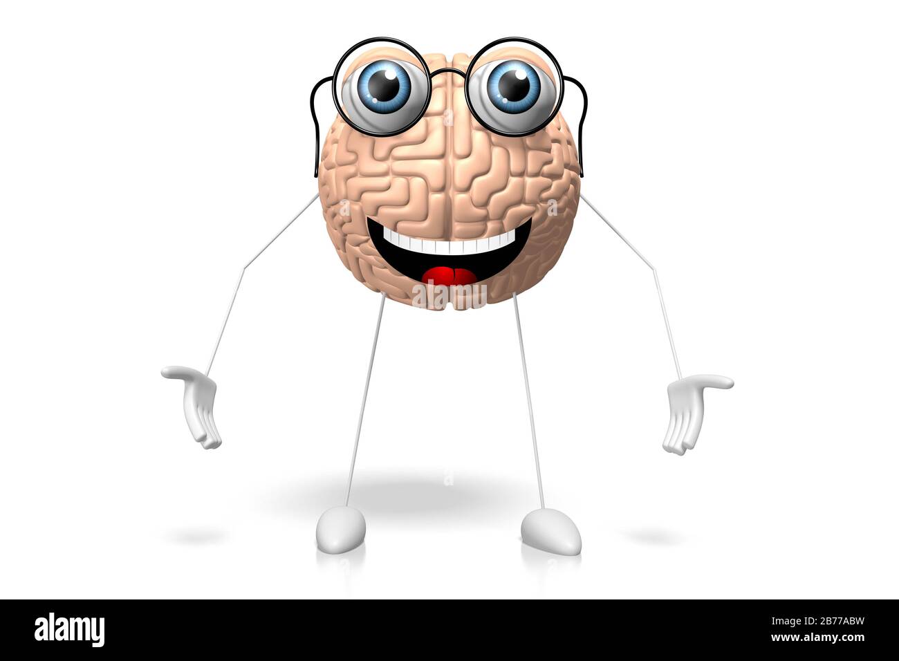 3D brain cartoon character - isolated on white background Stock Photo ...