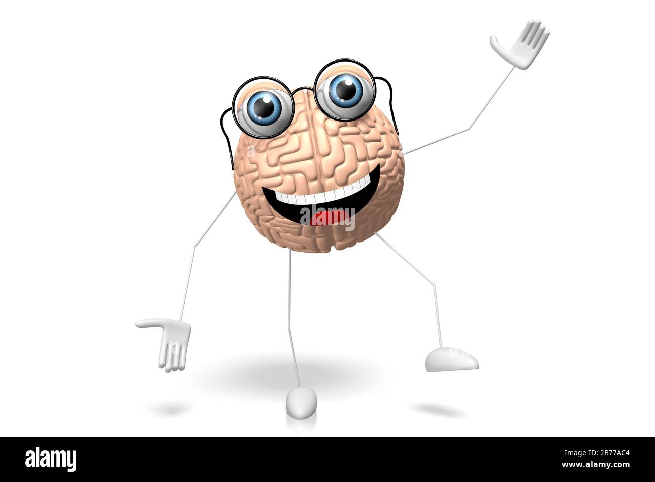 3D brain cartoon character - isolated on white background Stock Photo ...