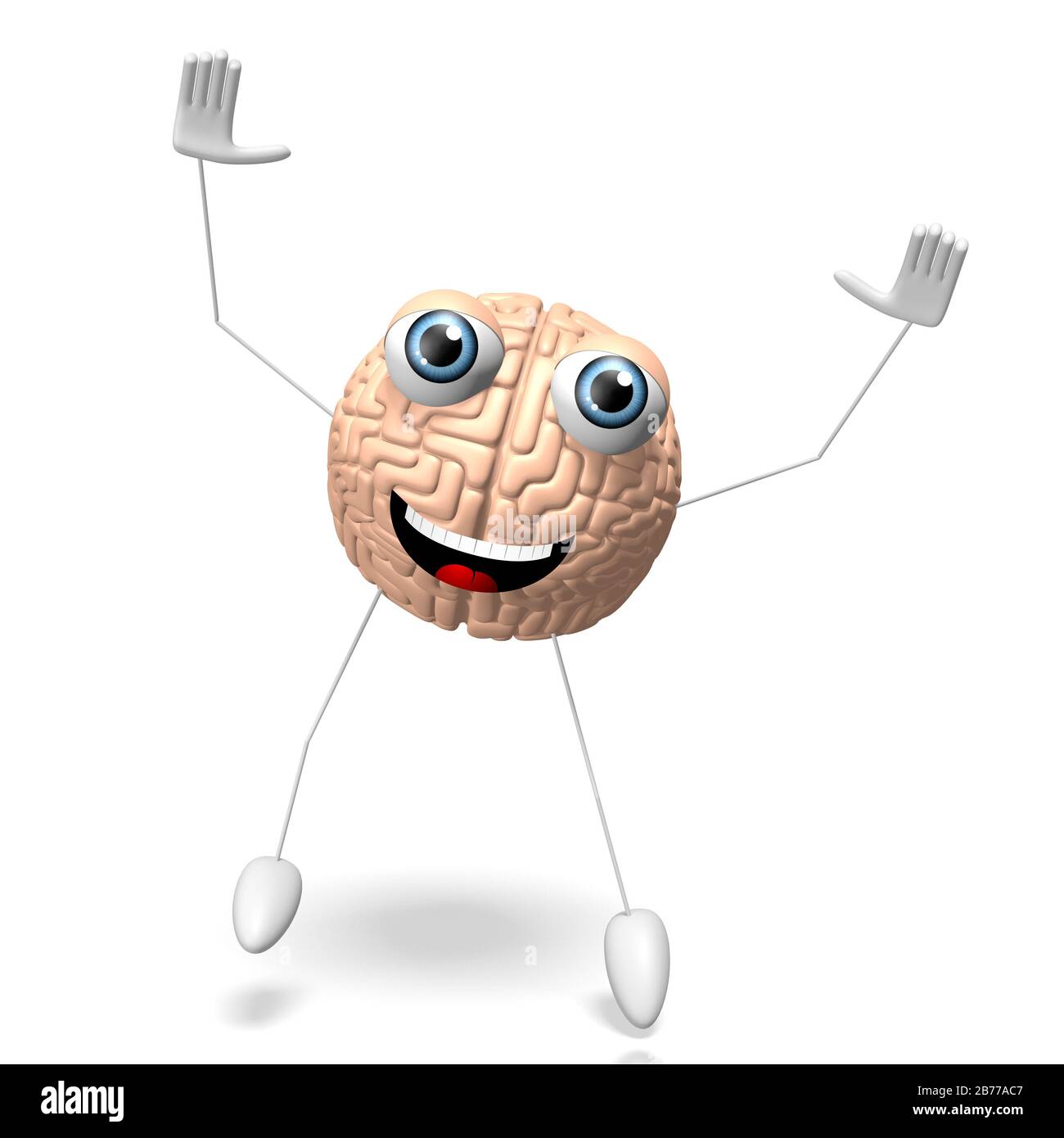 3D brain cartoon character - isolated on white background Stock Photo ...