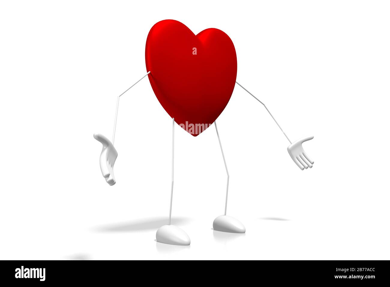 3D heart cartoon character - isolated on white background Stock Photo ...