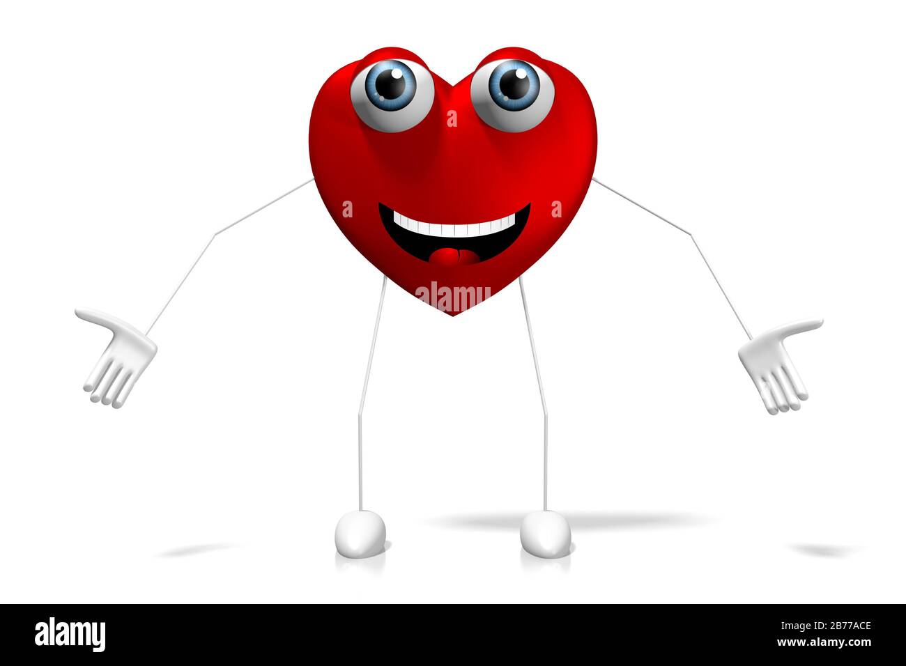 3D heart cartoon character - isolated on white background Stock Photo ...