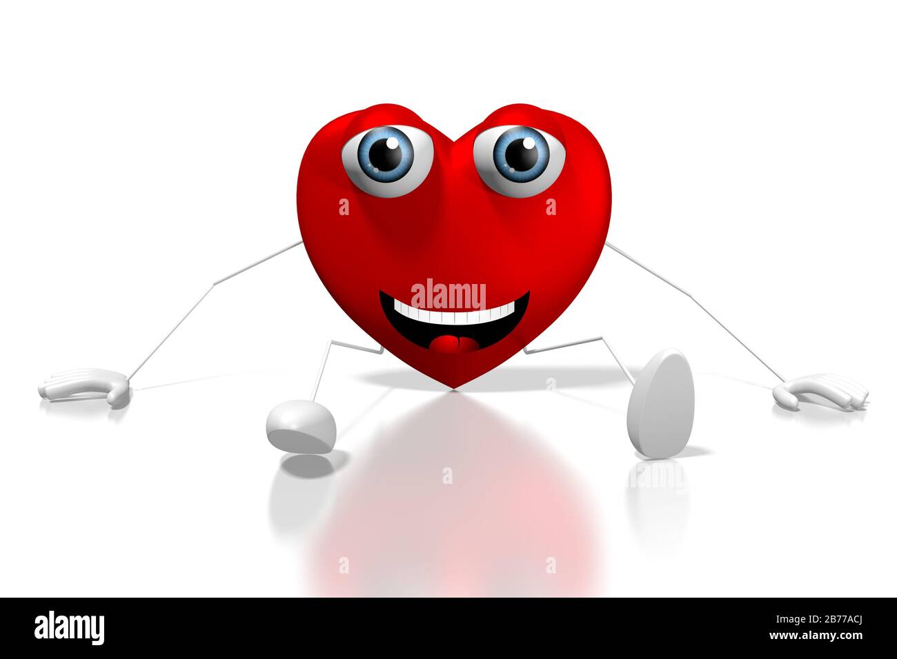 3D heart cartoon character - isolated on white background Stock Photo ...