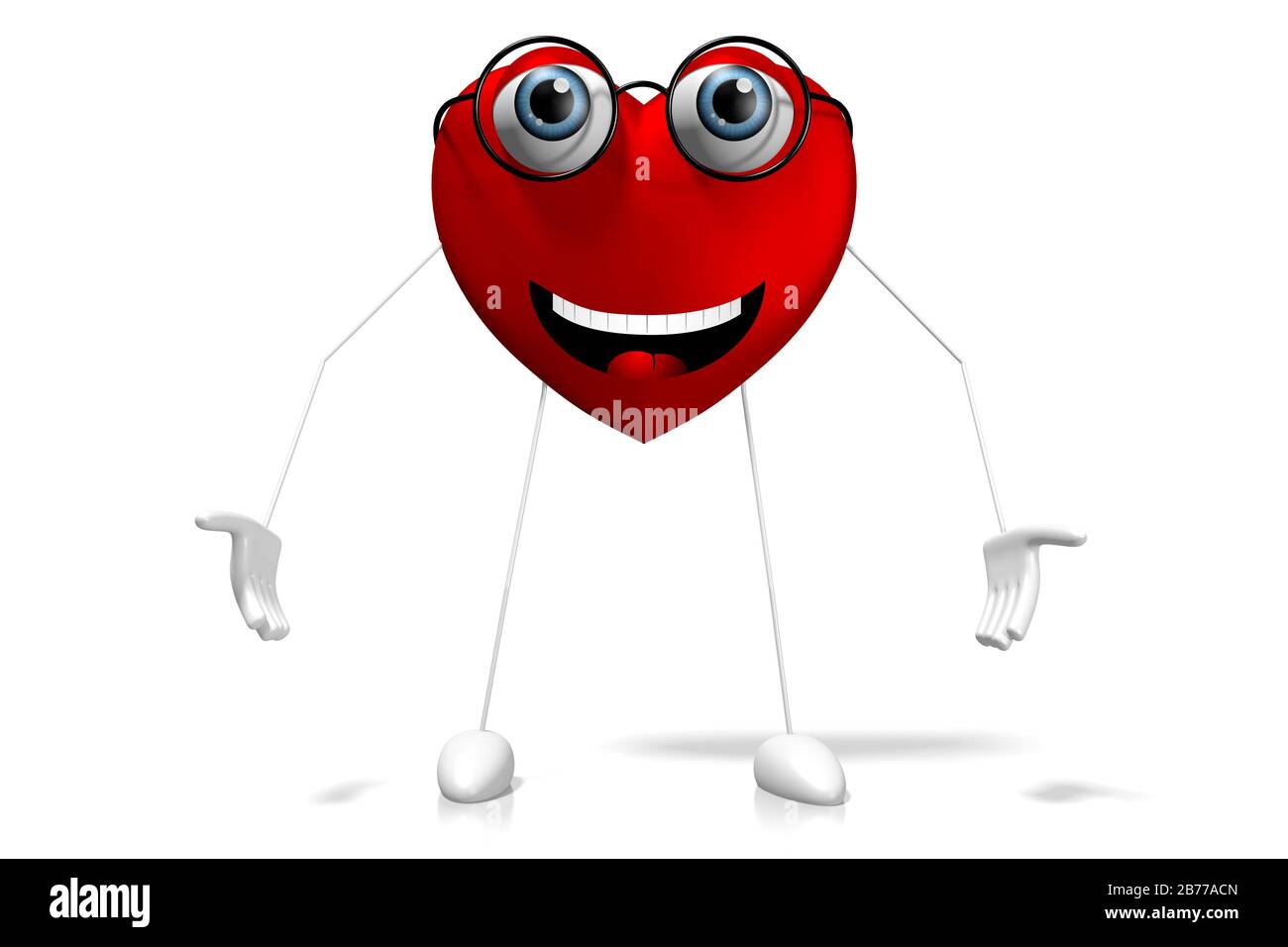 3D heart cartoon character - isolated on white background Stock Photo ...