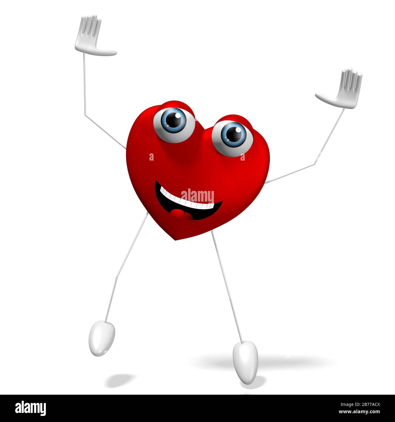3D heart cartoon character - isolated on white background Stock Photo ...