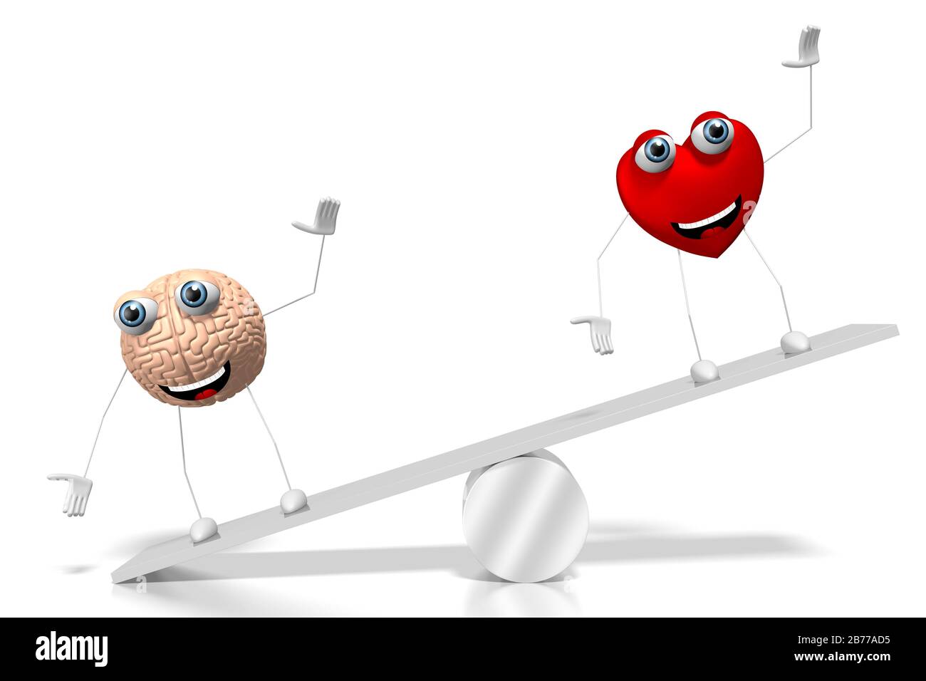 3D heart and brain cartoon characters, swing concept - great for topics ...