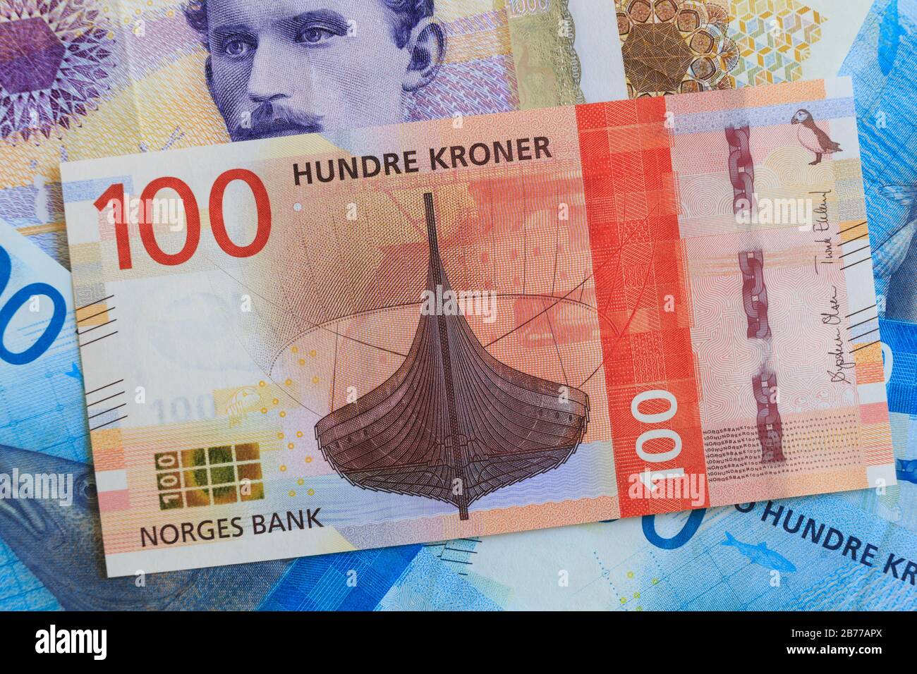 Norwegian currency notes, Bergen City, Hordaland County, Norway Stock ...