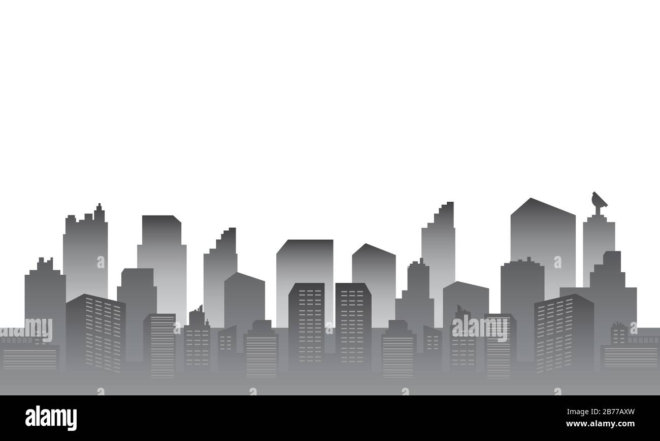 City silhouette with white gray color gradient Stock Vector Image & Art ...