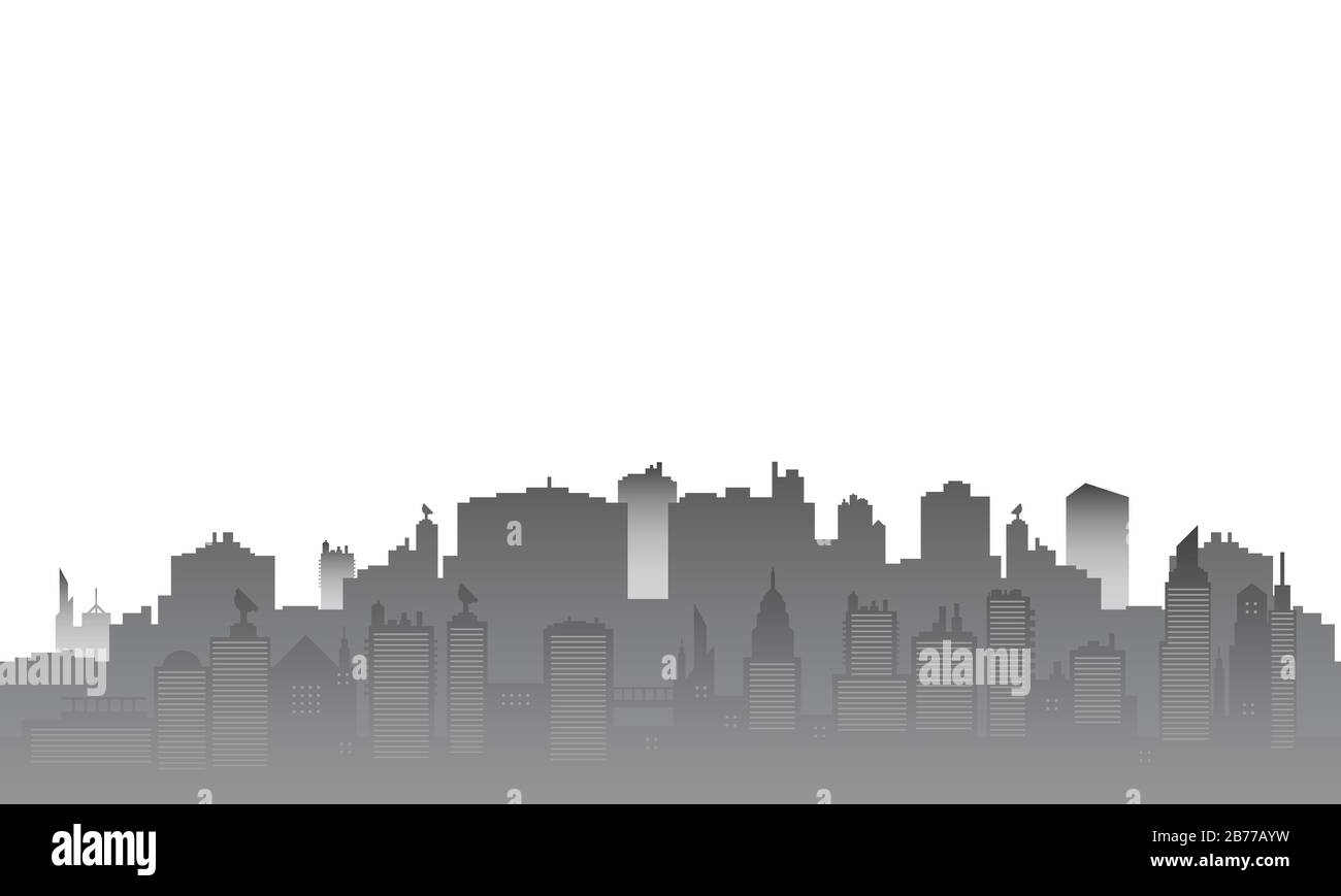 City silhouette with white gray color gradient Stock Vector Image & Art ...