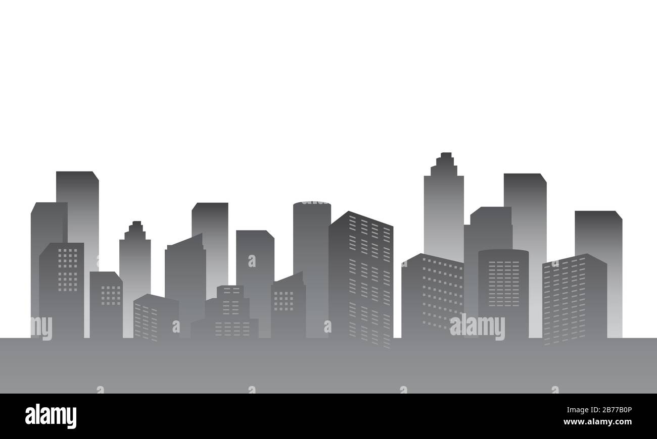 City silhouette with white gray color gradient Stock Vector Image & Art ...