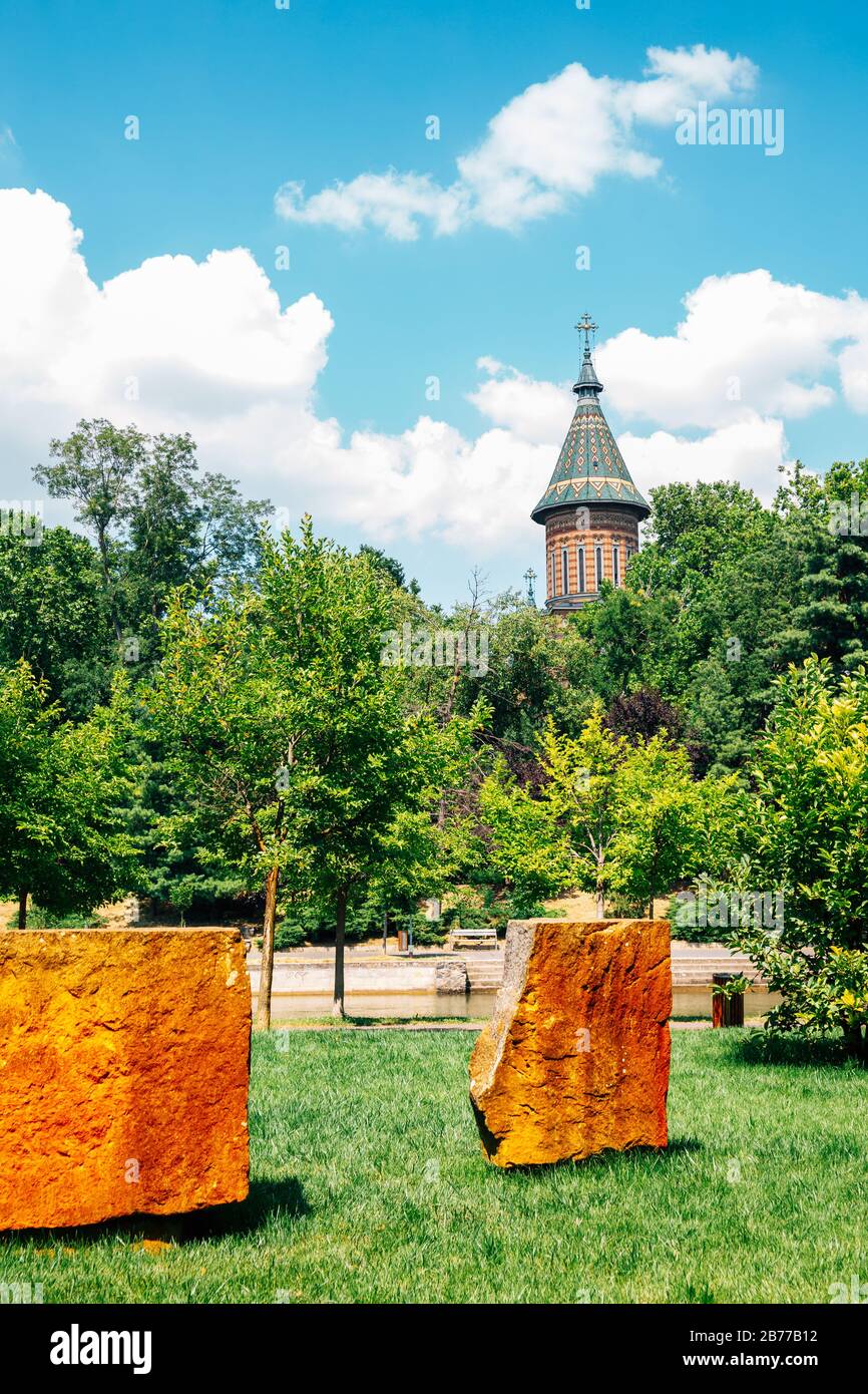 Bega Riverside park with Orthodox Metropolitan Cathedral in Timisoara ...