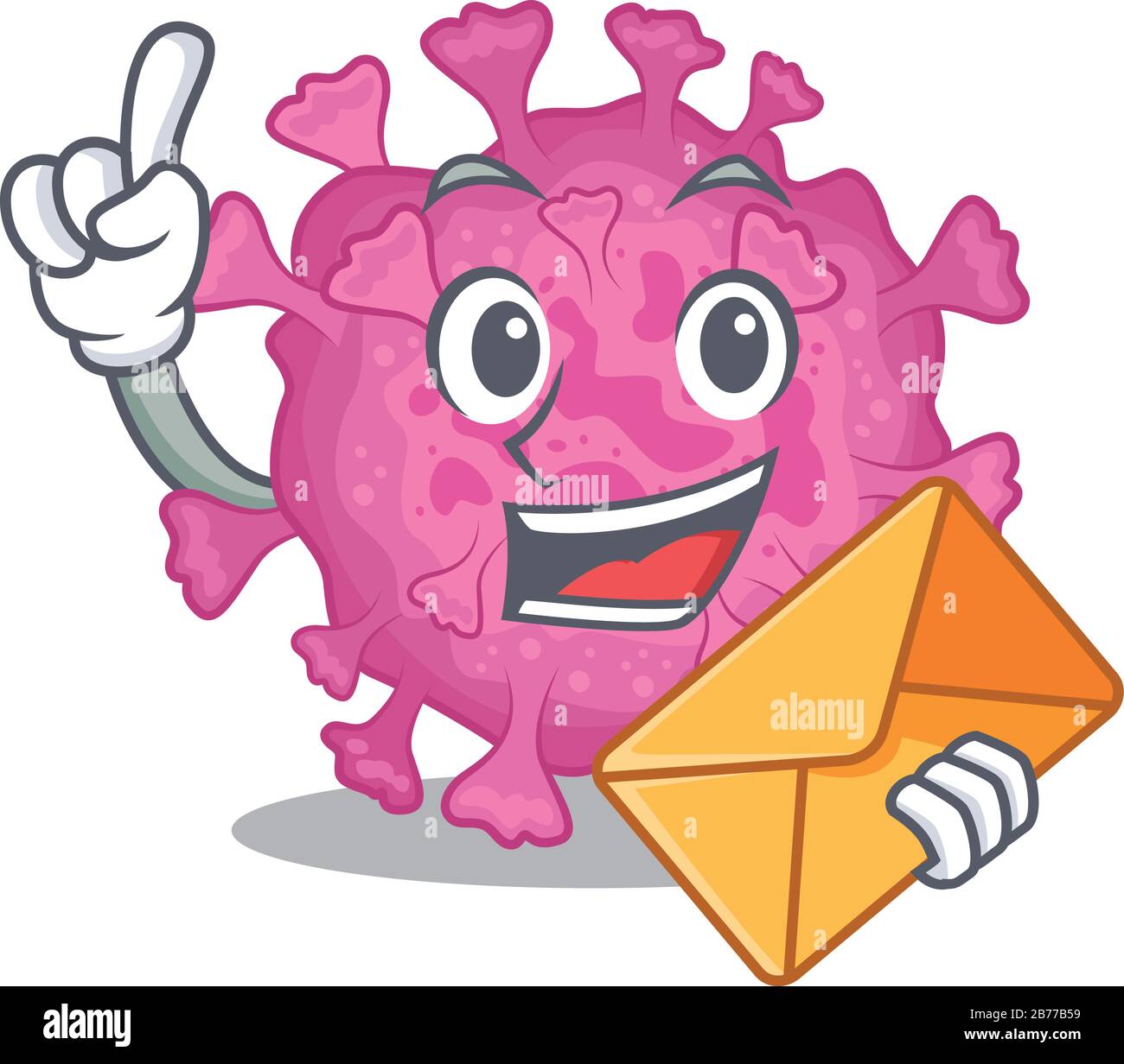 Cute face corona virus organic mascot design with envelope Stock Vector ...