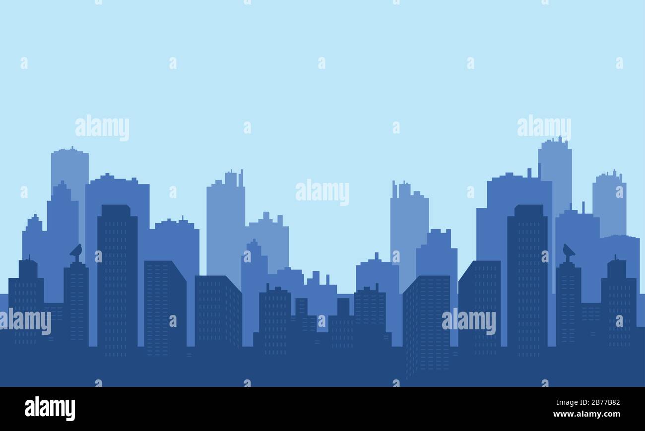 City panorama with beautiful blue sky gradient Stock Vector Image & Art ...