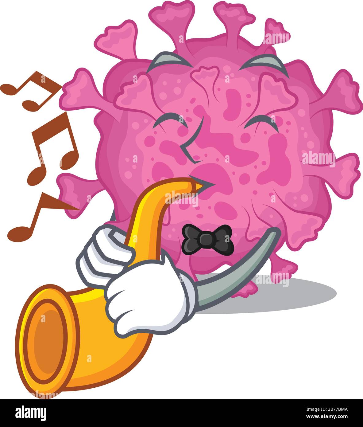 Corona virus organic cartoon character design playing a trumpet Stock ...
