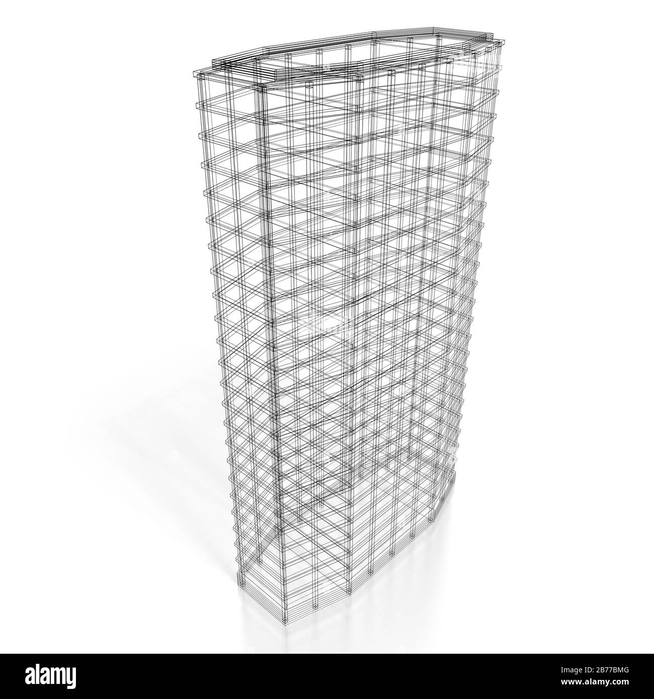 3D office building - wireframe Stock Photo - Alamy