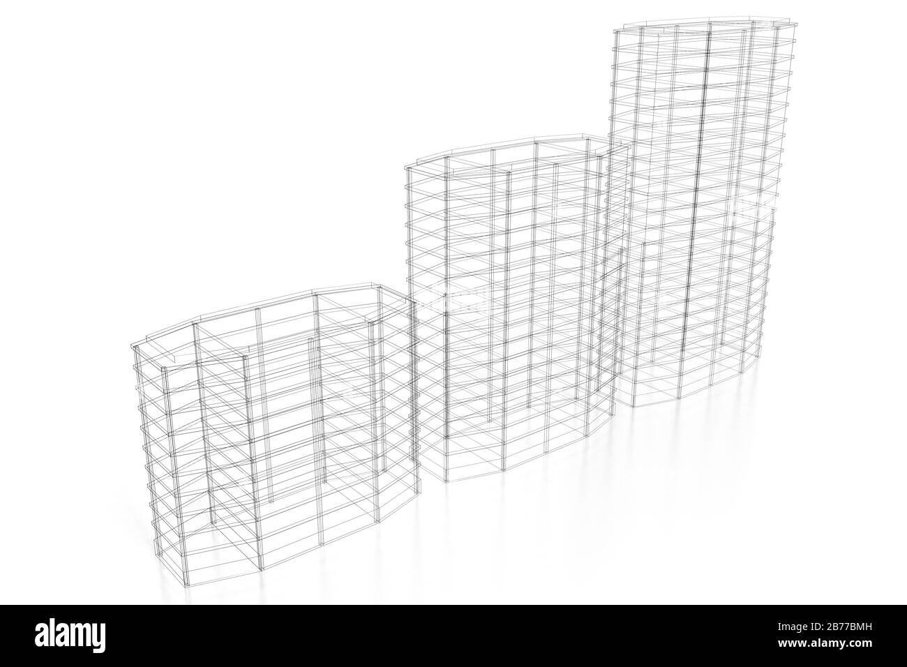 3D office buildings - wireframe Stock Photo - Alamy