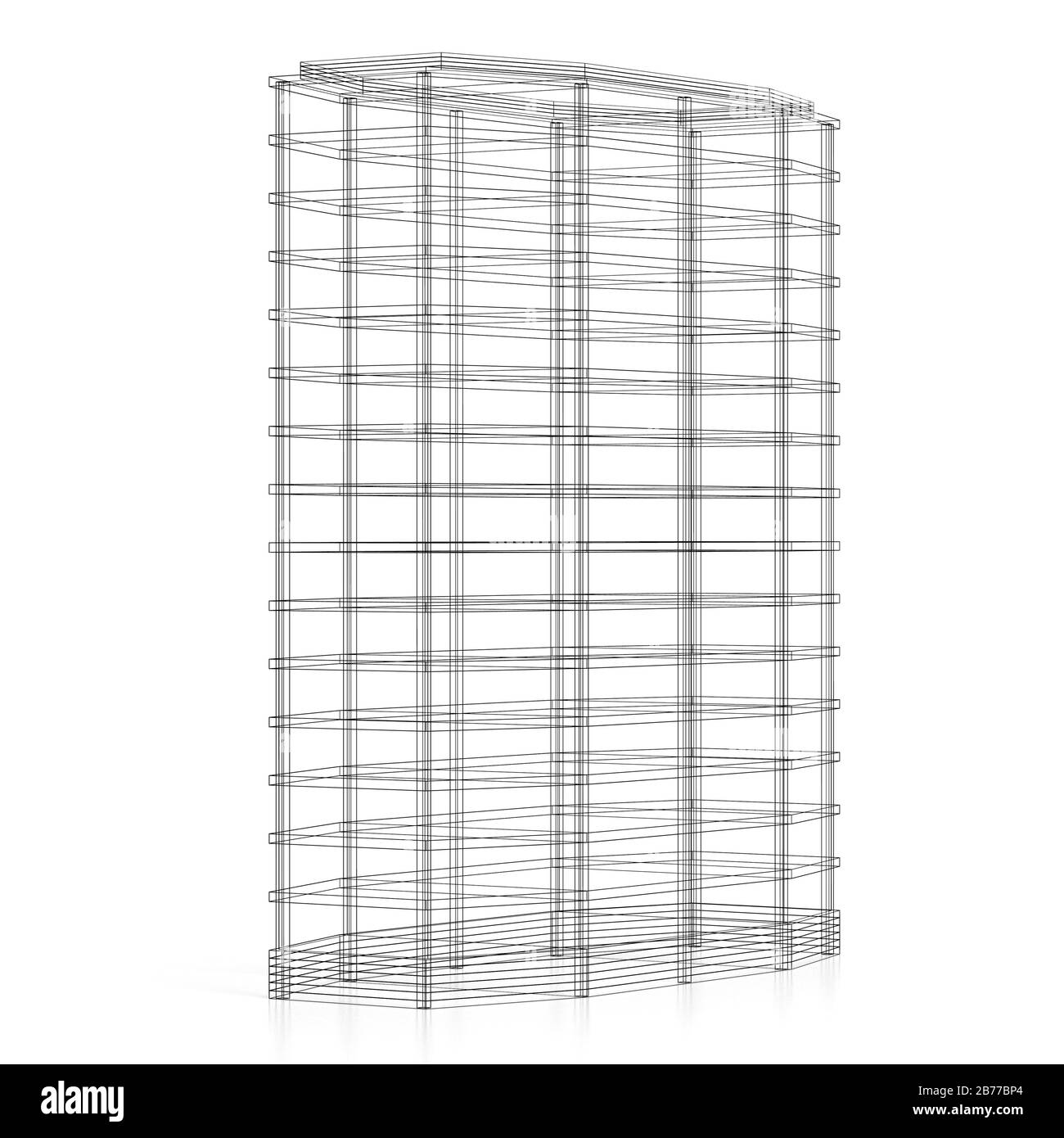 3D office building - wireframe Stock Photo - Alamy