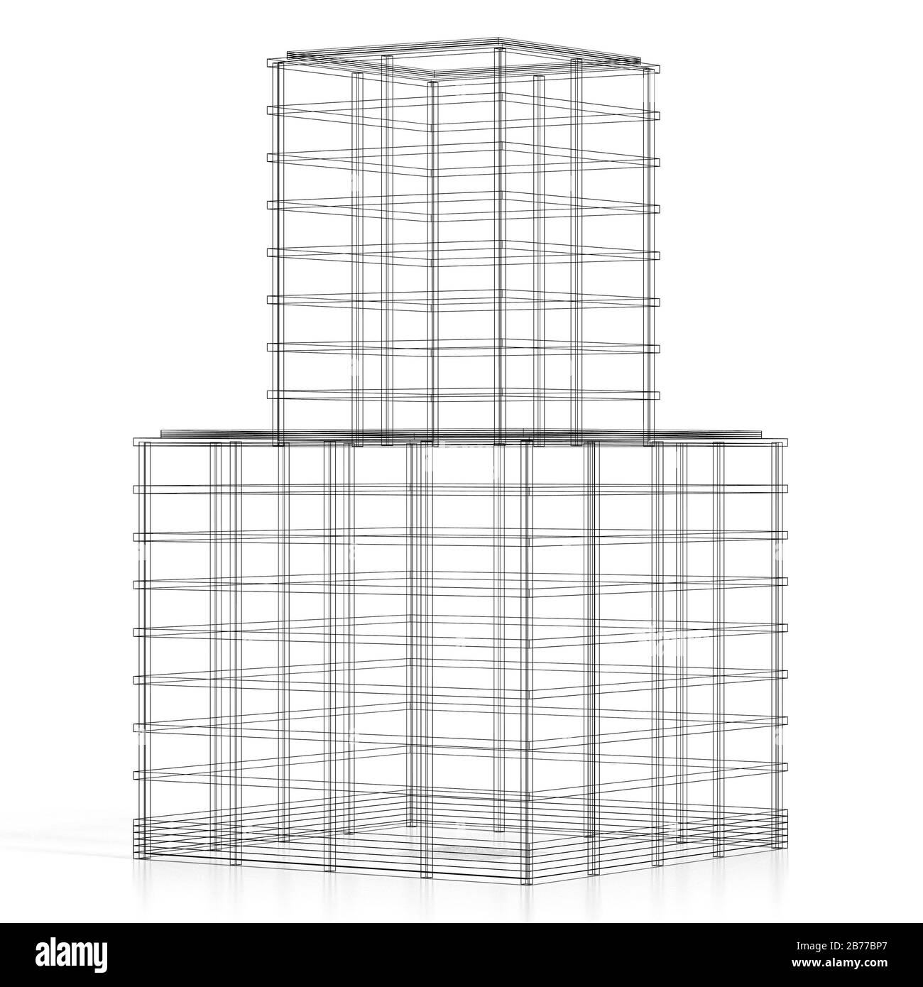 3D office building - wireframe Stock Photo - Alamy