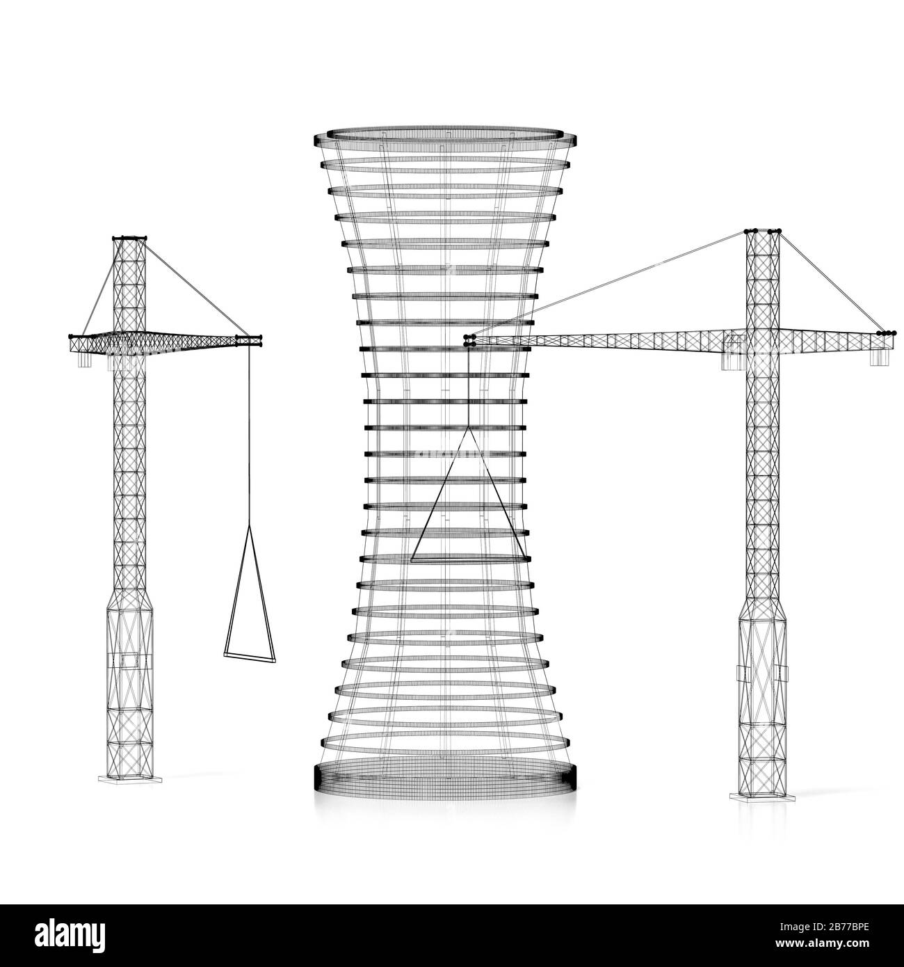 3D construction site, office building - wireframe Stock Photo - Alamy
