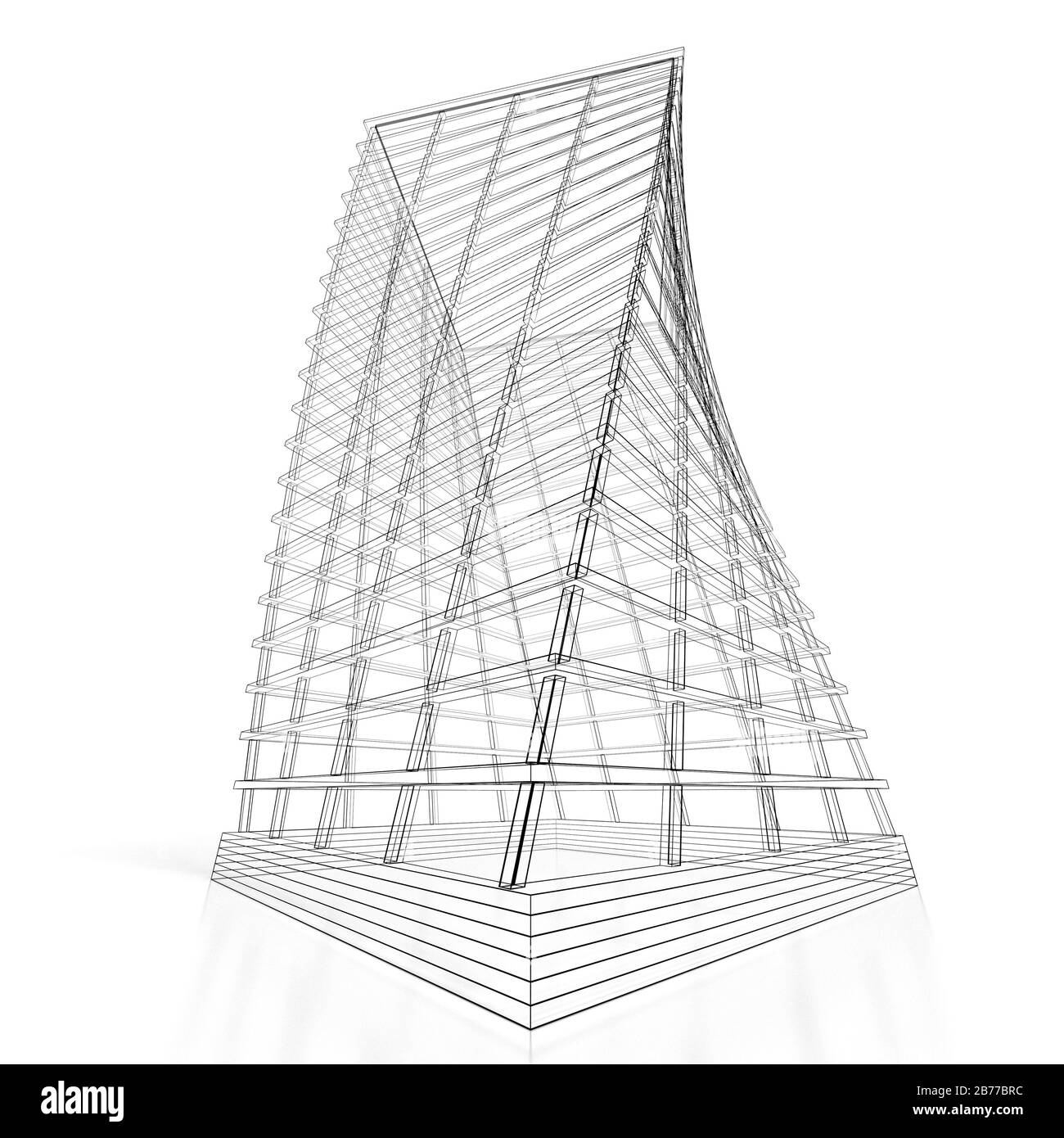 3D office building - wireframe Stock Photo - Alamy