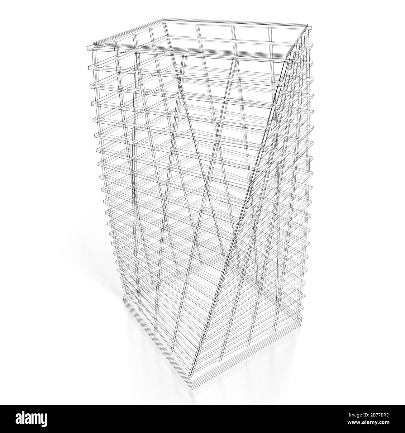 3D office building - wireframe Stock Photo - Alamy