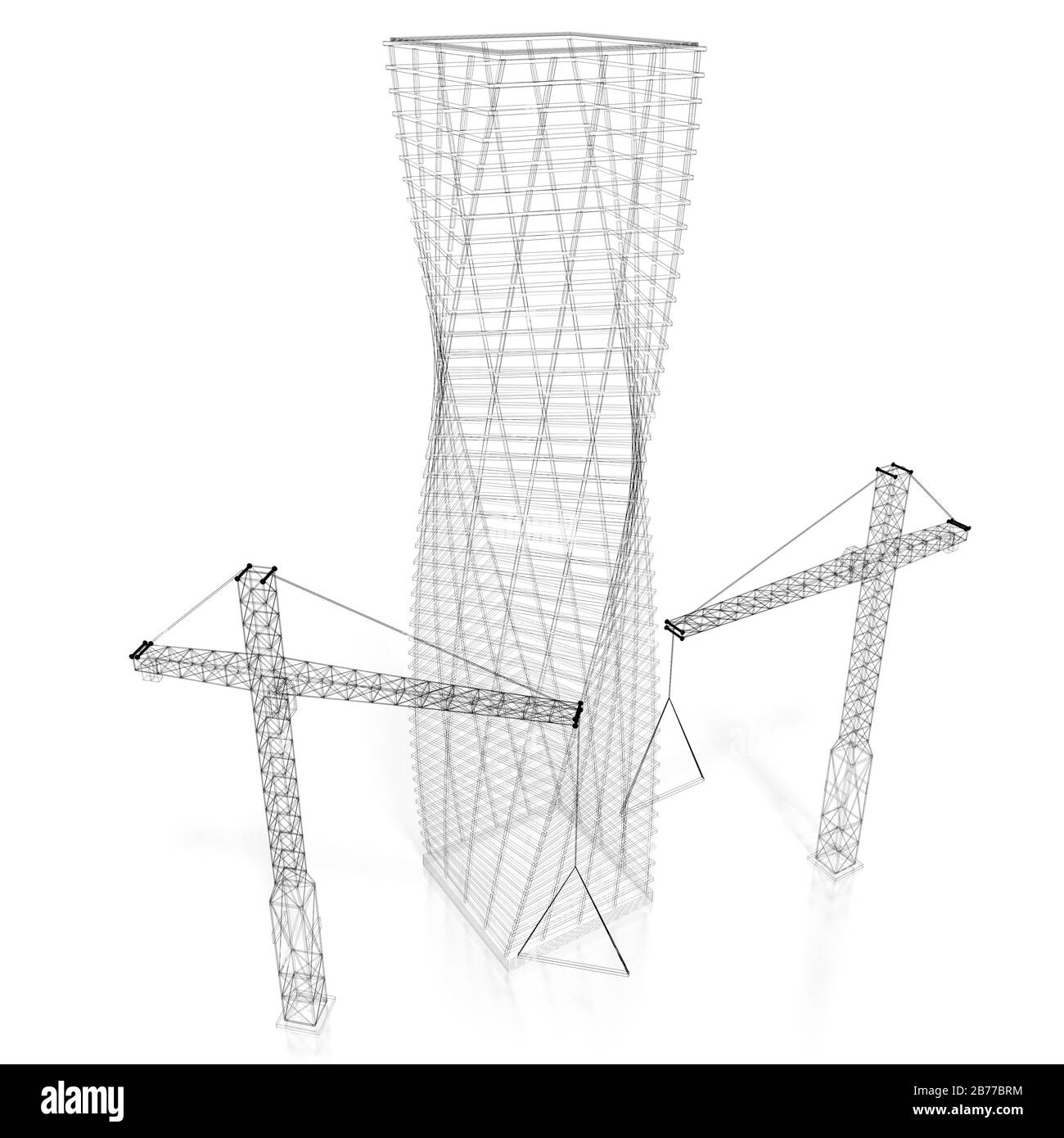 3D construction site, office building - wireframe Stock Photo - Alamy