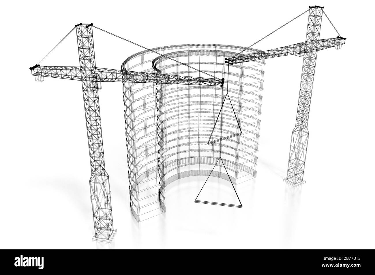 3D construction site, office building - wireframe Stock Photo - Alamy