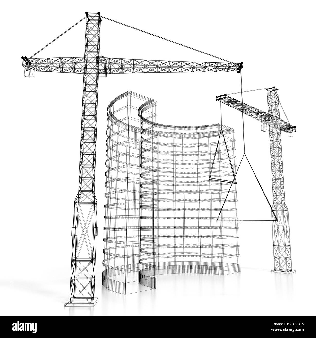 3D construction site, office building - wireframe Stock Photo - Alamy