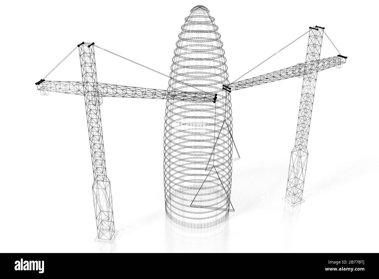 3D construction site, office building - wireframe Stock Photo - Alamy