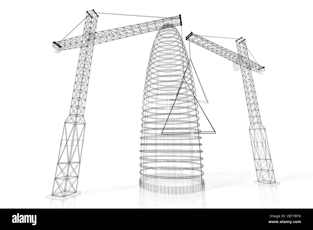 3D construction site, office building - wireframe Stock Photo - Alamy