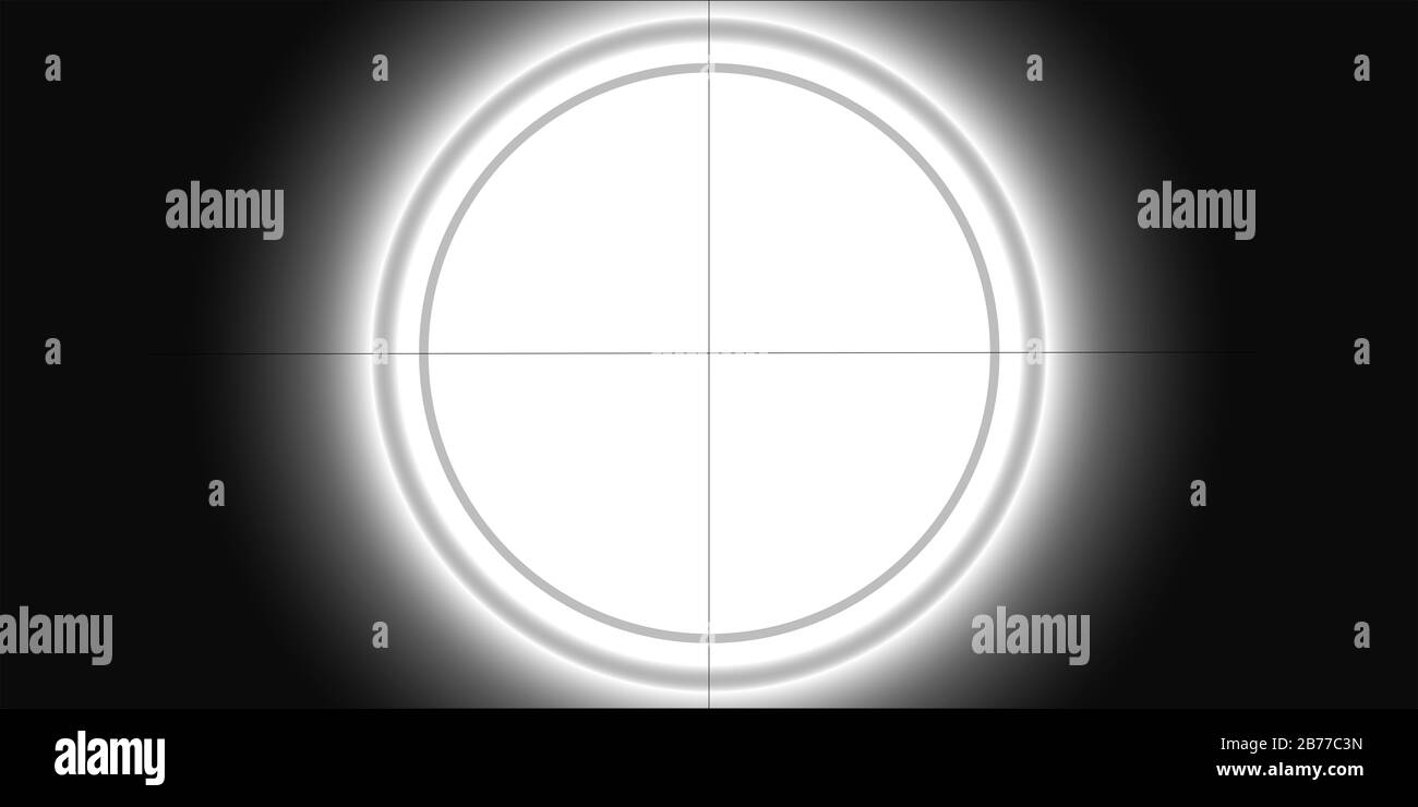 Blank cinema movie countdown introduction screen in black and white ...