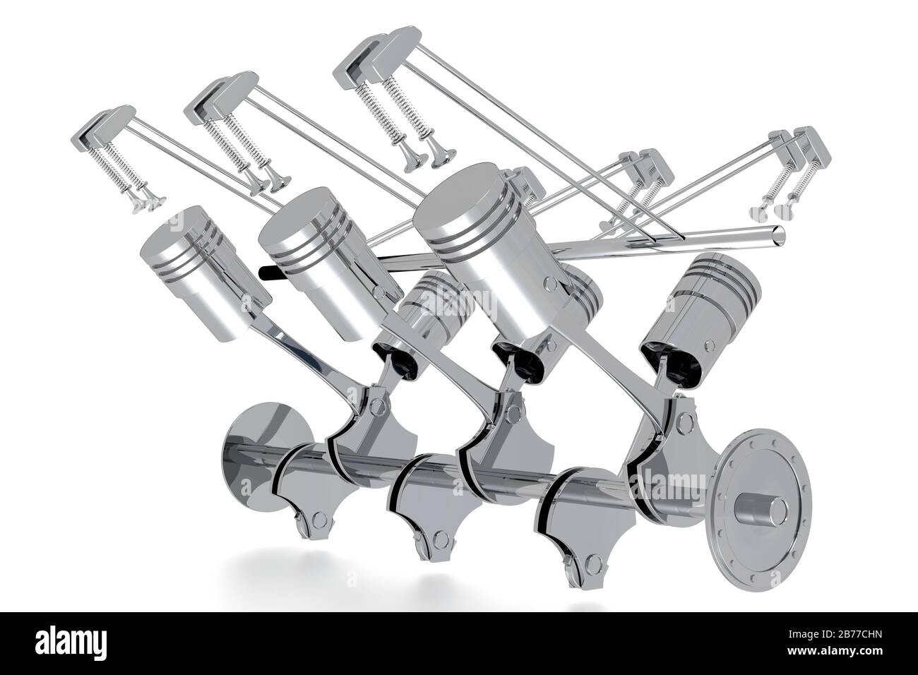 3D six-cylinder car engine, white background Stock Photo - Alamy
