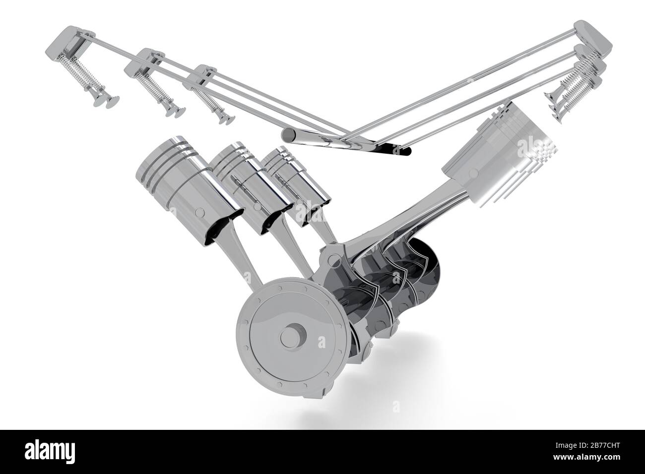 3D six-cylinder car engine, white background Stock Photo - Alamy