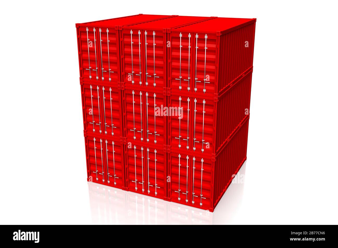 3D red cargo containers - great for topics like freight transportation ...