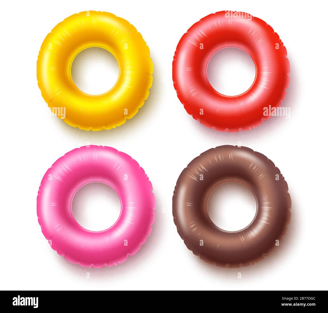 Summer swim rings set vector design. Colorful inflatable rubber toy and ...