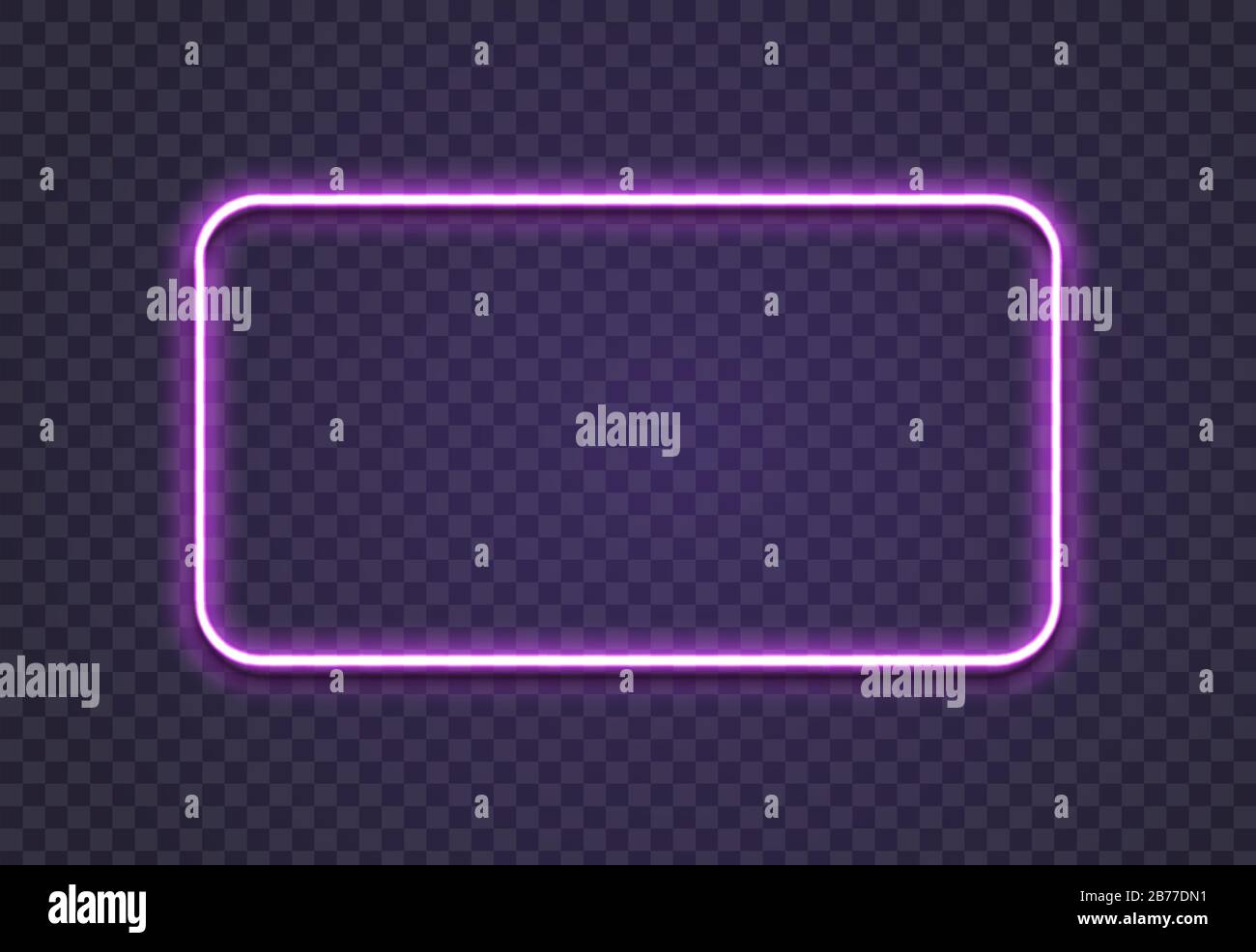 Neon rectangle. Glow frame border. Glossy rectangle on wall. Vector ...