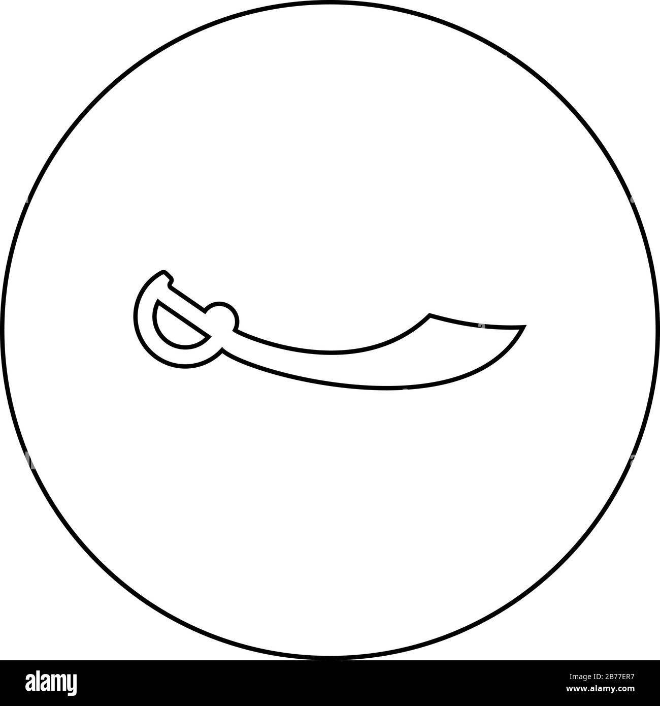 Pirate saber Cutlass icon in circle round outline black color vector ...