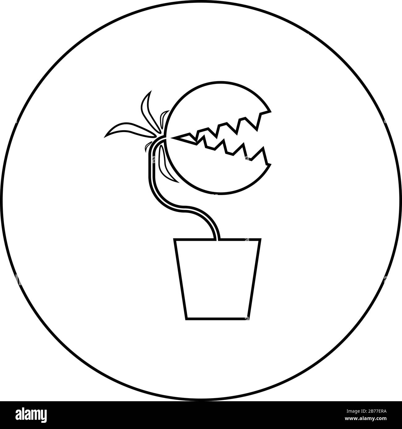 Carnivorous plant Flytrap Monster with teeths in pot icon in circle ...
