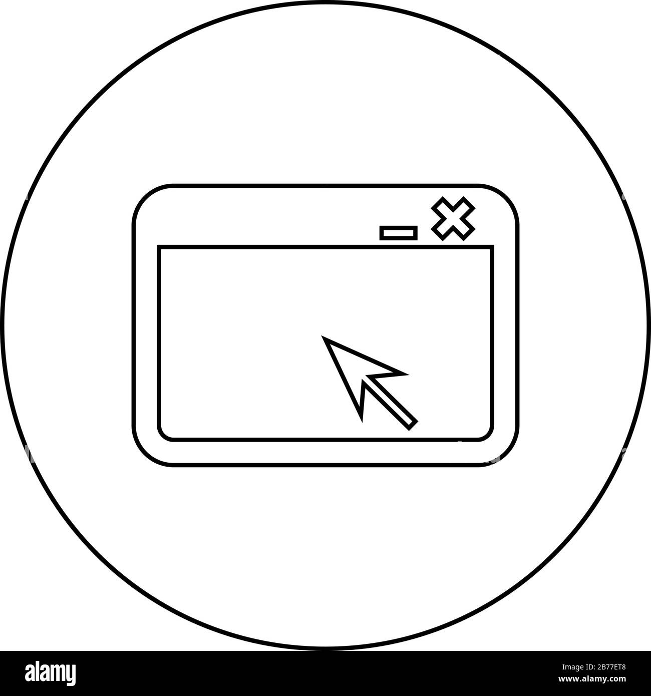 Window application with arrow Browser concept web page icon in circle round outline black color ...