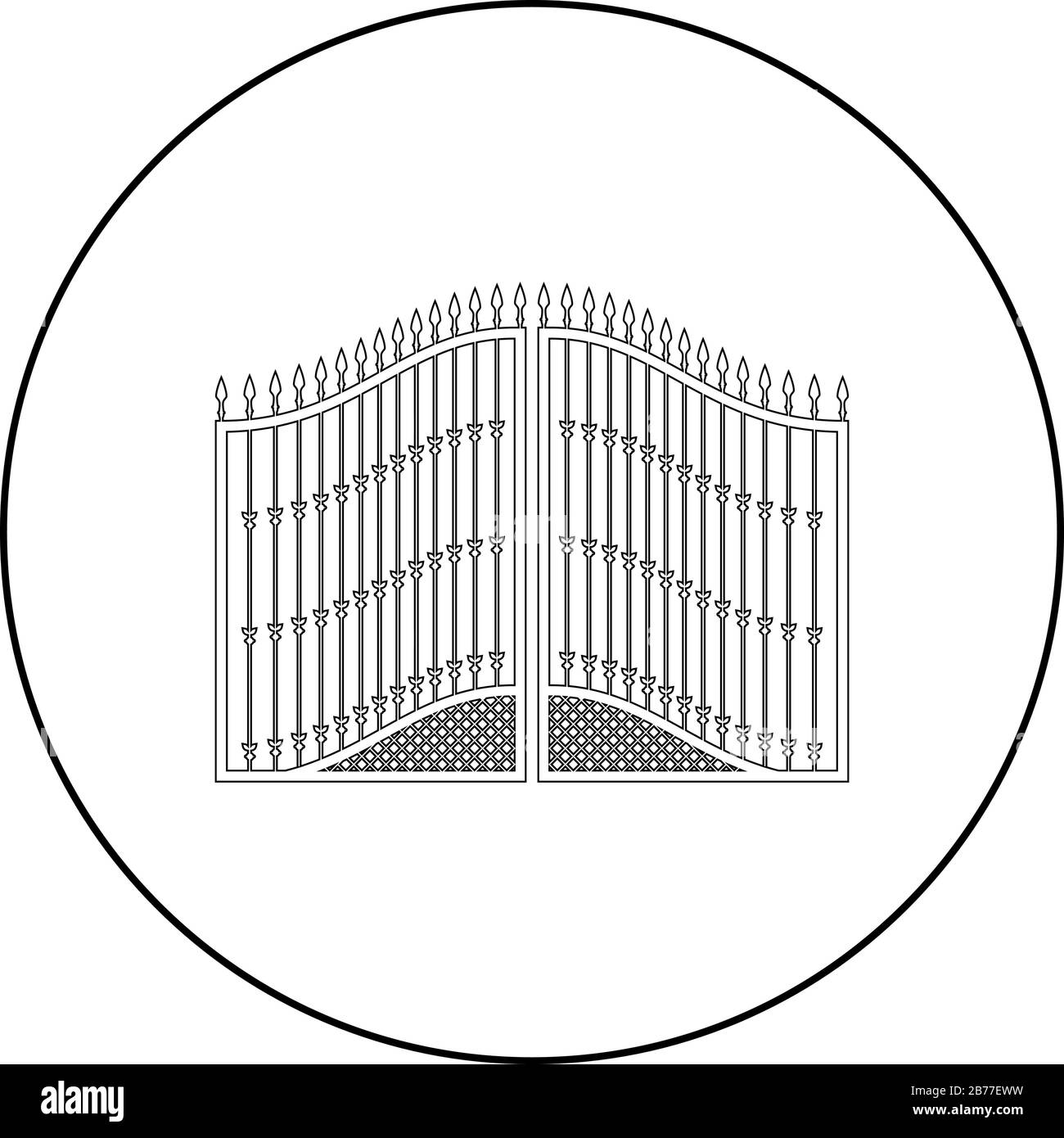 Forged gates icon in circle round outline black color vector ...