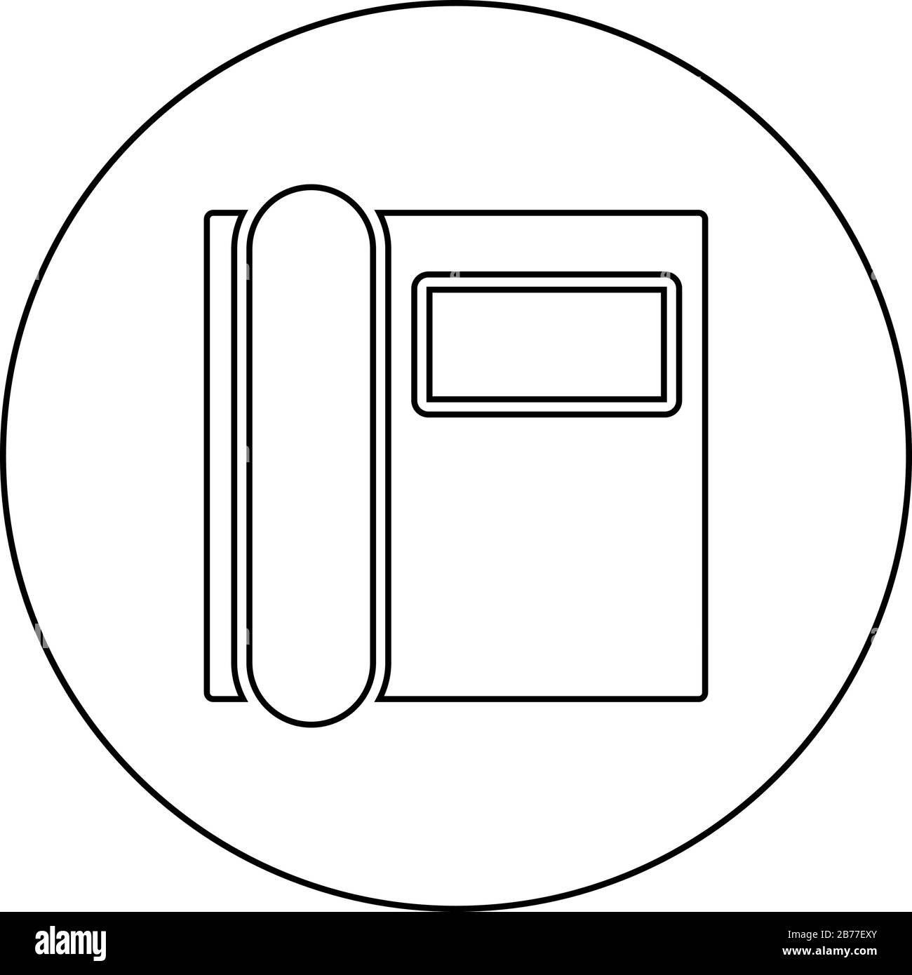 Phone fax machine for office using icon in circle round outline black ...