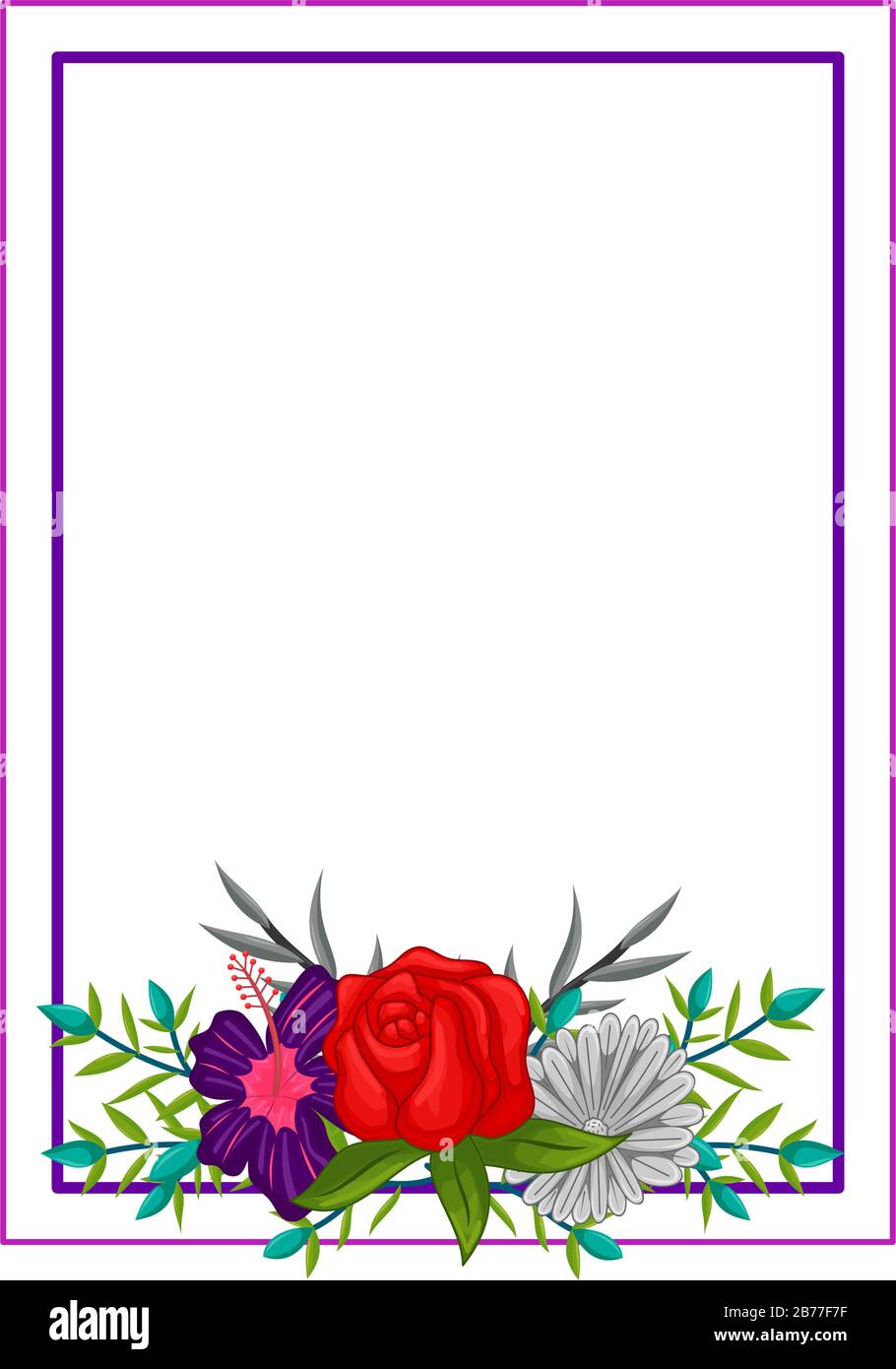 Vector frame Flowers Colors Blank Template Isolated Stock Vector Image ...