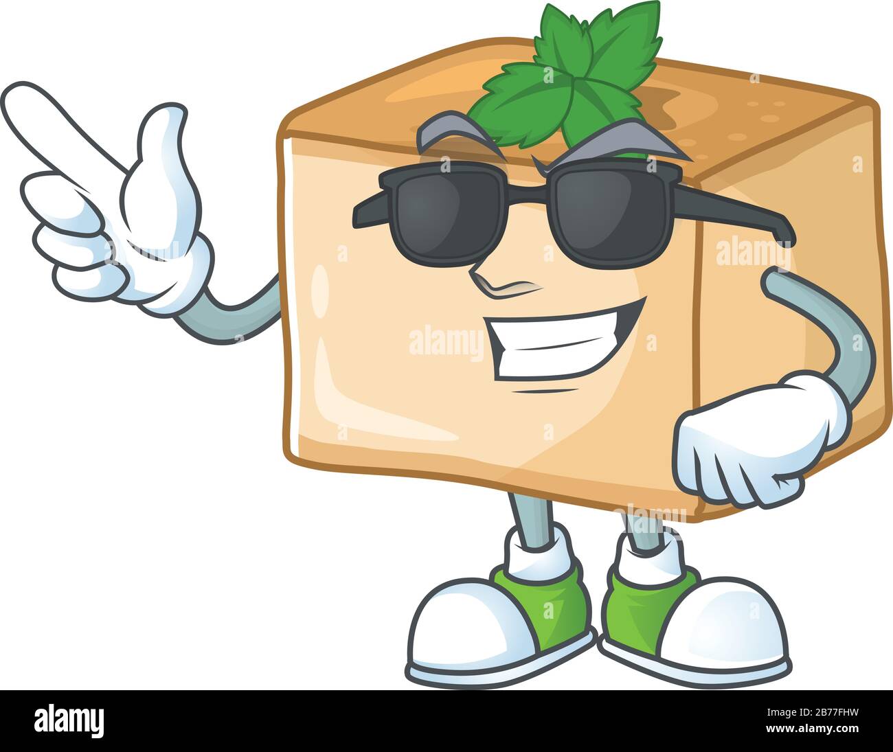 Cute basbousa cartoon character design style with black glasses Stock ...