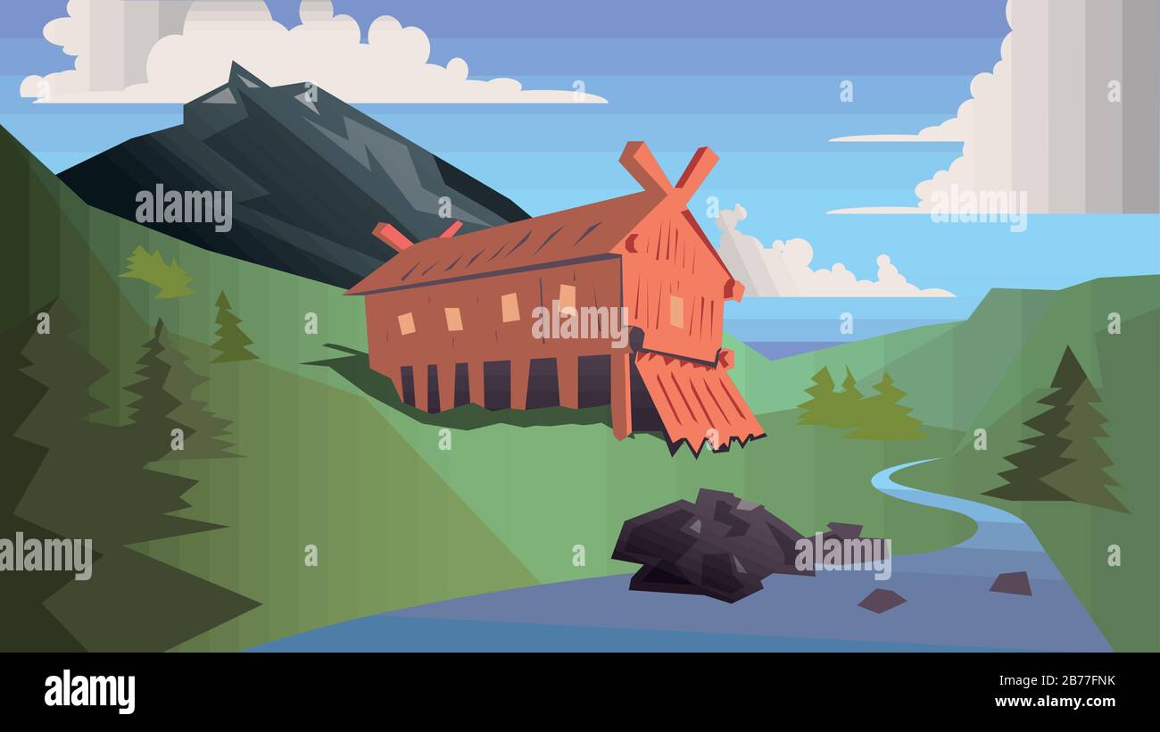 Mountain cabin exterior Stock Vector Images - Alamy