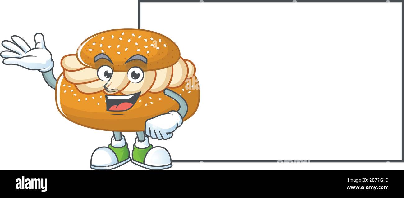 Semla with board cartoon mascot design style Stock Vector Image & Art ...