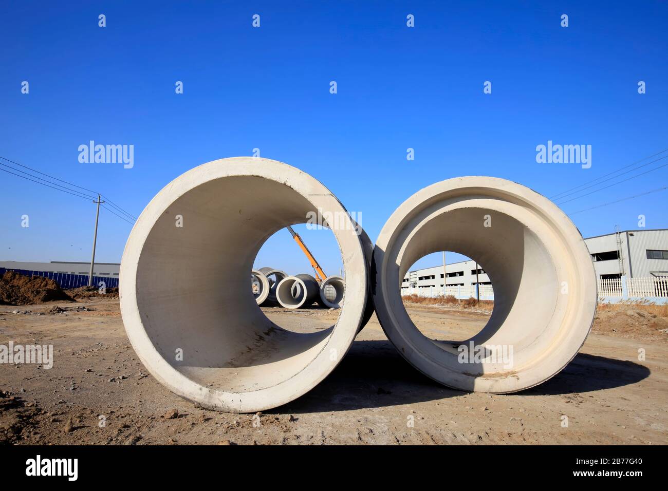 Cement pipe in the construction site Stock Photo - Alamy