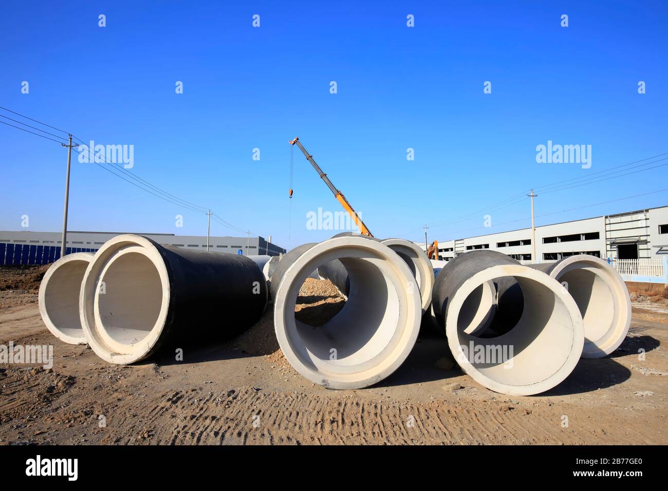 Drain channel with concrete pipes hi-res stock photography and images ...